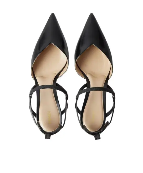 Fendi Very Colibrì Slingback Kitten Heels - Black