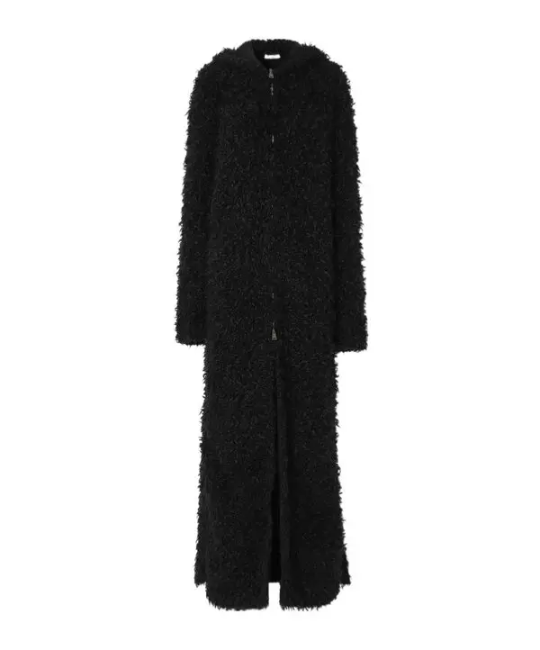 Fendi Long-pile Mohair And Wool Coat - Black