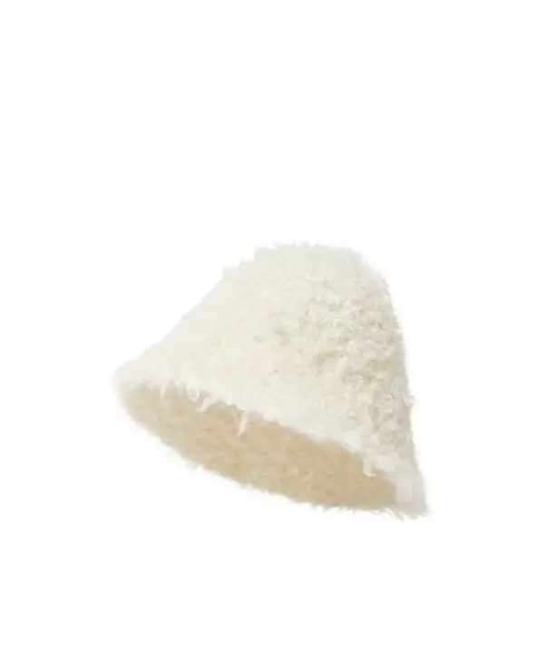 Fendi Shearling-effect Wool Cloche Hat - Ivory