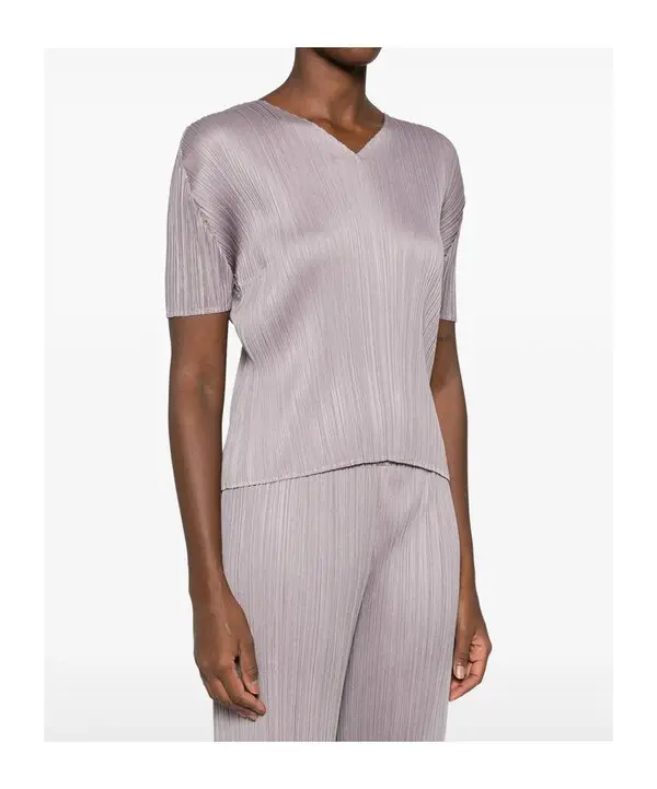 Issey Miyake V-neck Short Sleeve T-shirt - Gray