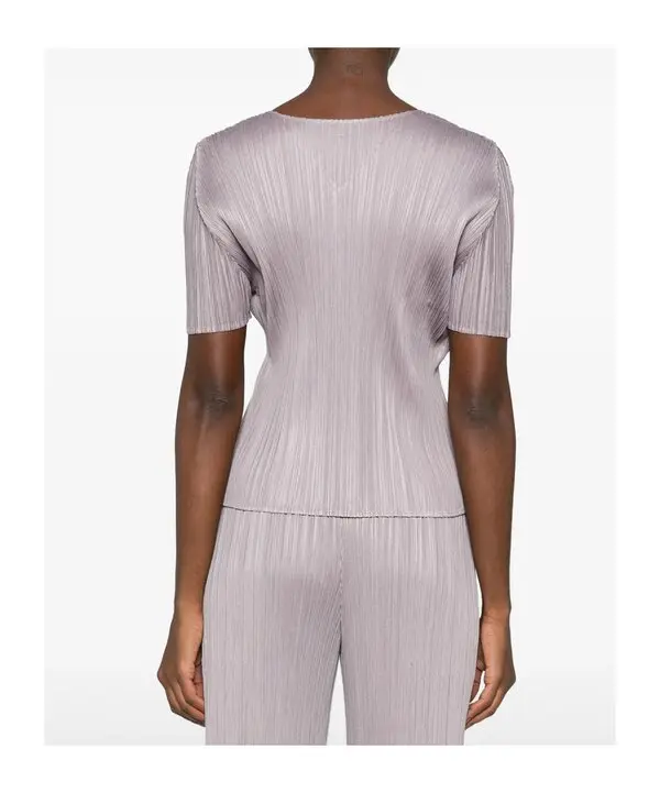 Issey Miyake V-neck Short Sleeve T-shirt - Gray