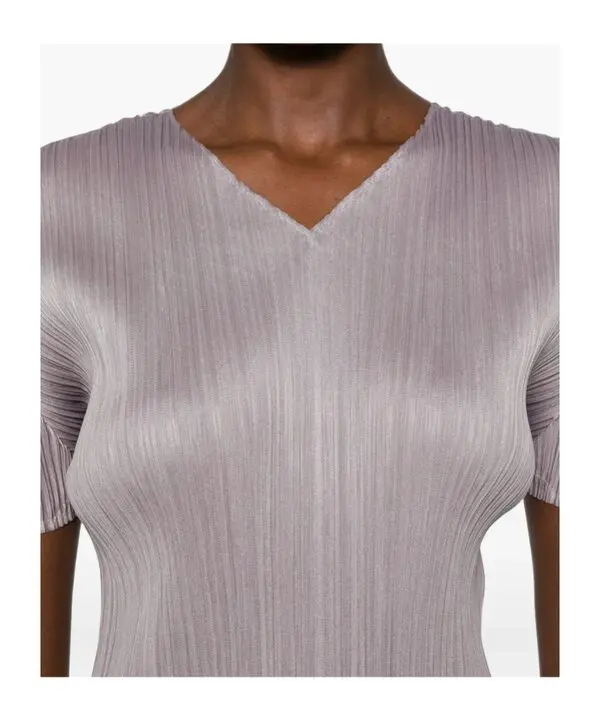 Issey Miyake V-neck Short Sleeve T-shirt - Gray