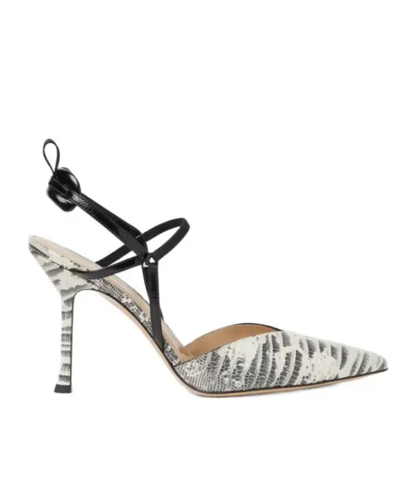 Fendi Very Colibrì Slingbacks In Parchment And Black Leather