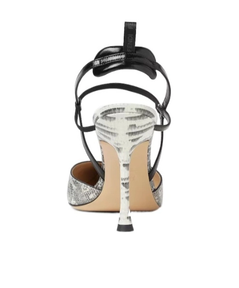 Fendi Very Colibrì Slingbacks In Parchment And Black Leather