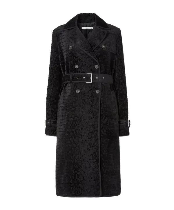 Fendi Animalia Velvet Trench Coat