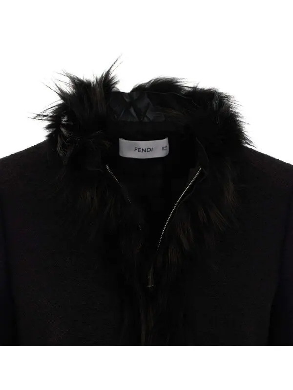 Fendi Wool And Fox Fur Blouson Jacket - Black