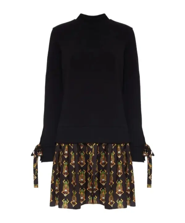 La DoubleJ Sporty Graphic-print Layered Minidress - Black