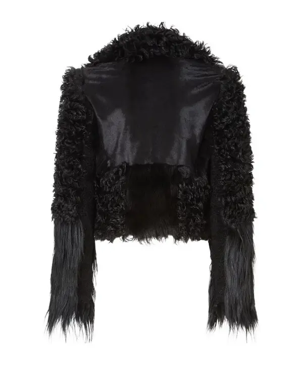 Fendi Blouson Patchwork Shearling Biker Jacket
