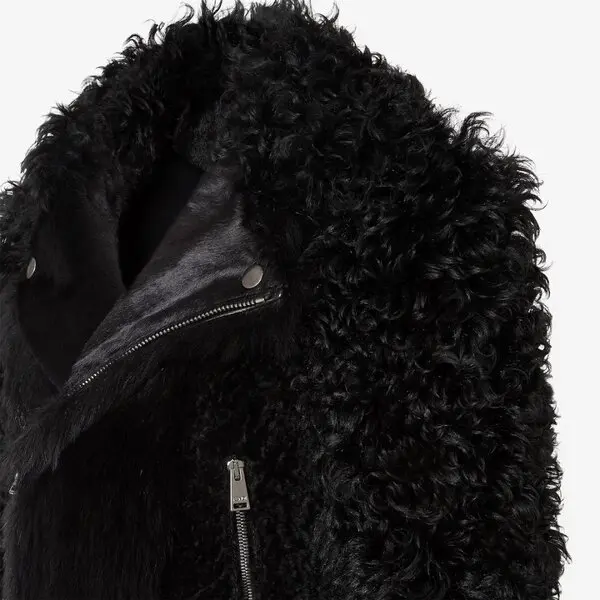 Fendi Blouson Patchwork Shearling Biker Jacket