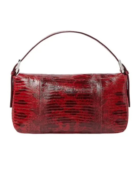 Fendi Baguette 26424 Burgundy Lizard-leather Bag