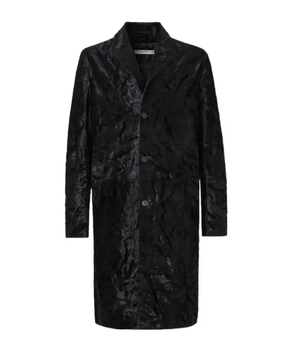 Fendi Cavallino-effect Leather Overcoat