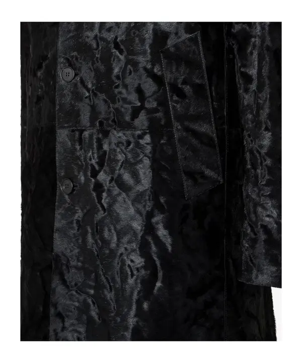 Fendi Cavallino-effect Leather Overcoat