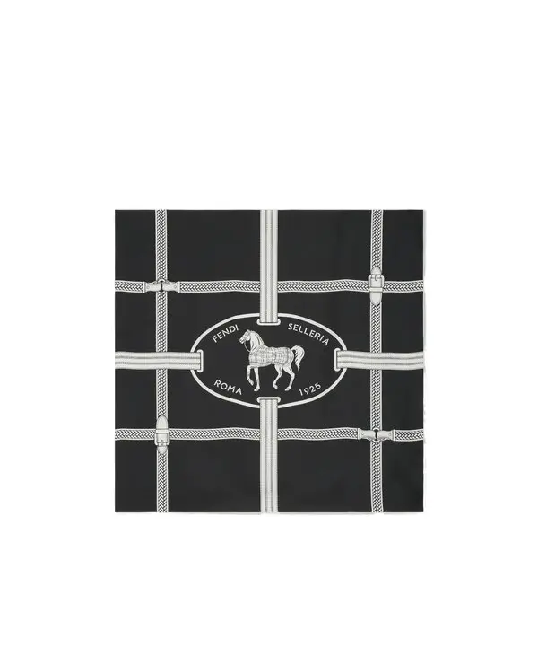 Fendi Selleria Foulard Printed Silk Foulard - Black