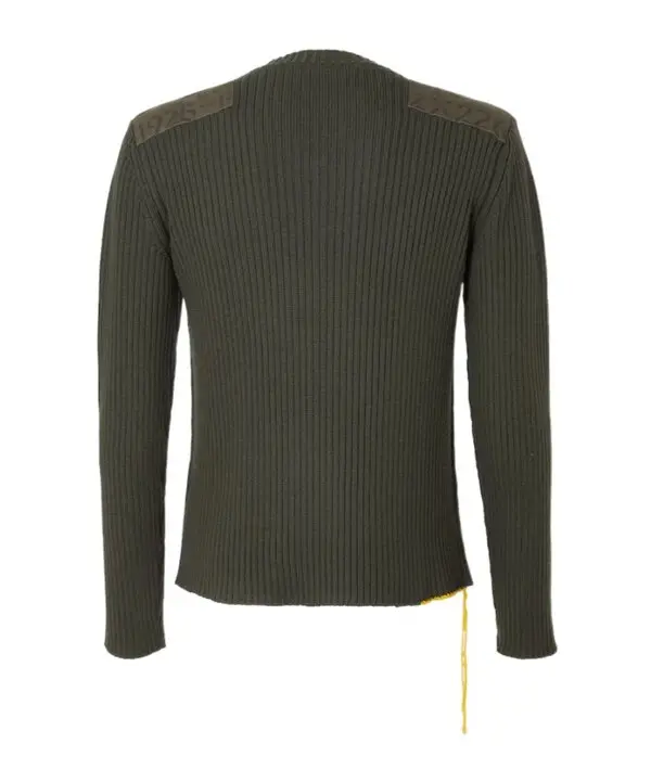 Fendi Ribbed Wool Jumper With Shoulder Patches - Green