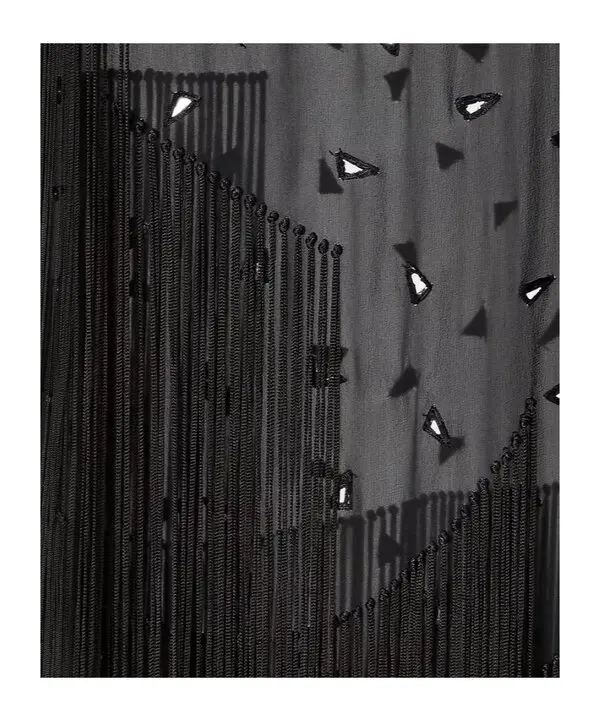 Fendi Silk Dress With Mirrors And Fringes