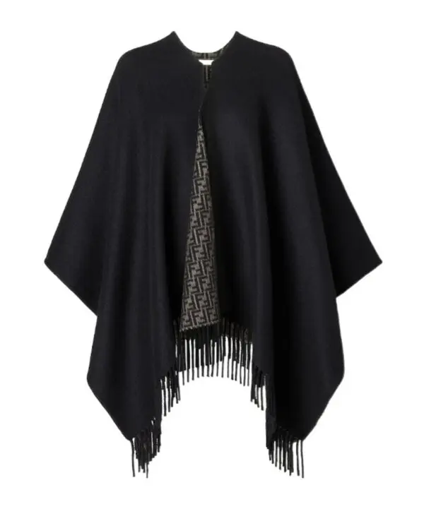 Fendi Ff Zucca Wool And Cashmere Poncho