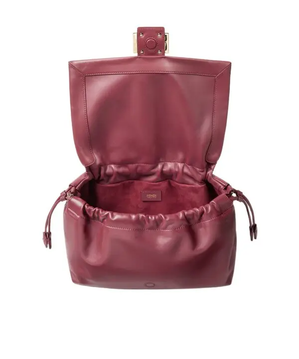 Fendi Baguette Soft Large Nappa Leather Bag - Dark Red