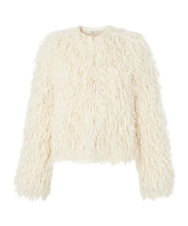 Fendi Long-pile Cashmere And Mohair Jacket - Ivory