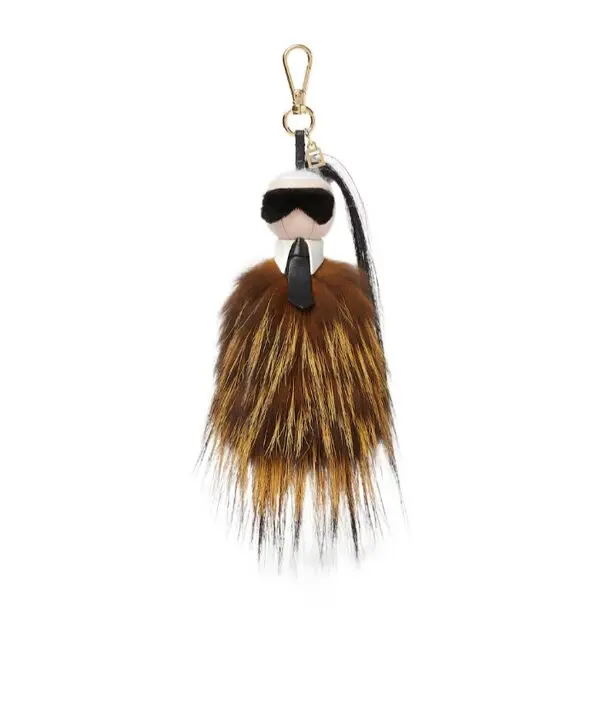 Fendi Multicolour Fox Fur And Mink Charm - Brown