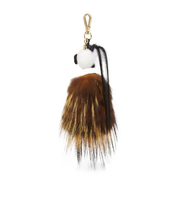 Fendi Multicolour Fox Fur And Mink Charm - Brown