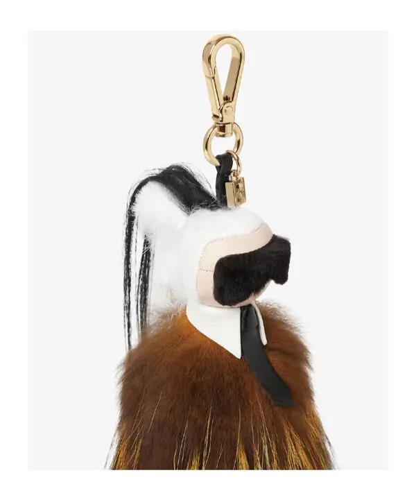 Fendi Multicolour Fox Fur And Mink Charm - Brown