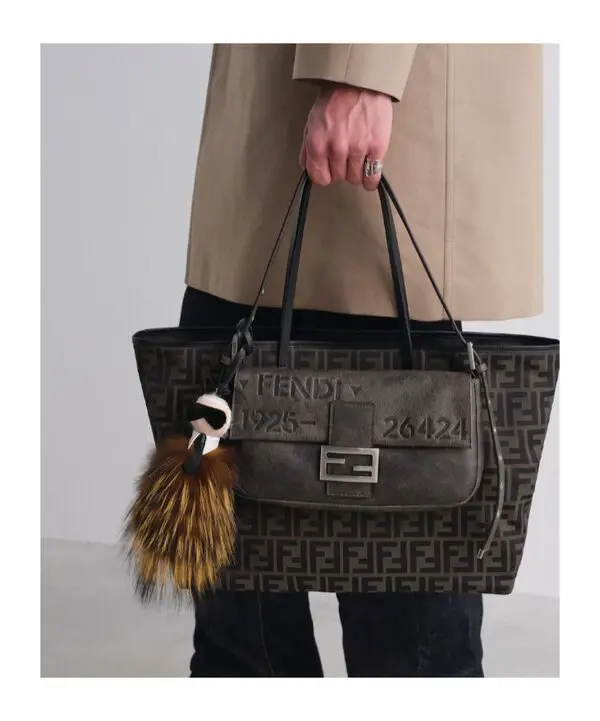 Fendi Multicolour Fox Fur And Mink Charm - Brown