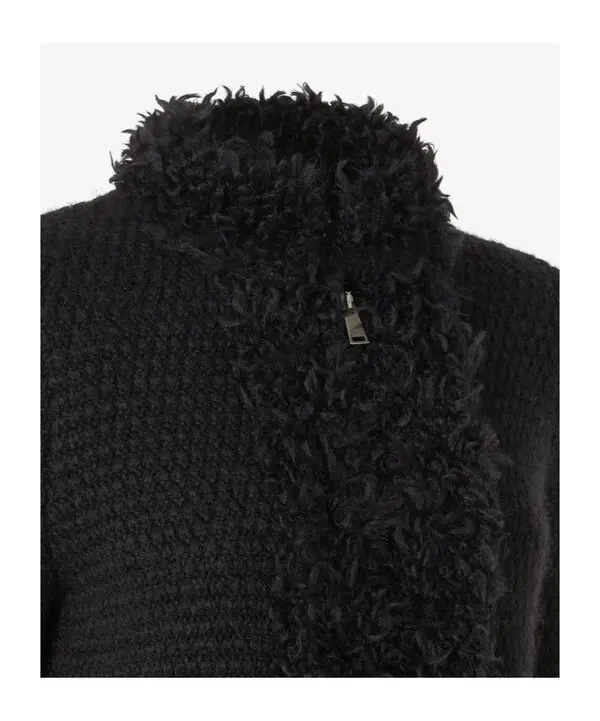 Fendi Mohair And Wool Jacket With Fur-effect Trim