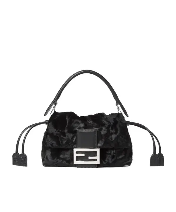 Fendi Baguette Soft Small Pony-effect Leather Mini-bag - Black