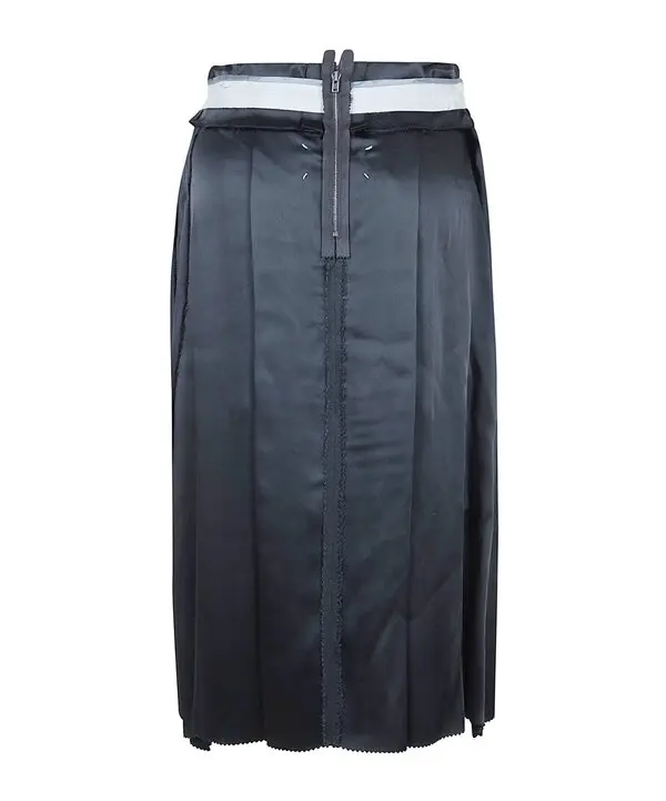 MAISON MARGIELA Pleated Raw-hem Midi Skirt - Black