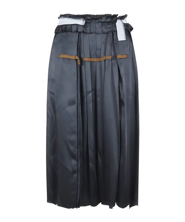 MAISON MARGIELA Pleated Raw-hem Midi Skirt - No