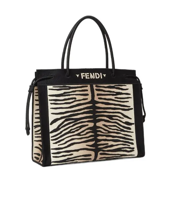 Fendi Tiger-effect Embroidered Fabric Shopper Bag - Multicolour