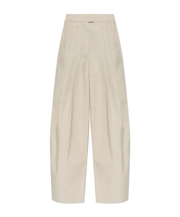 Emporio Armani Pleated Wide-leg Pants - Beige