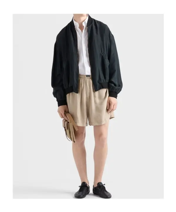 Prada Silk Bomber Jacket - Black