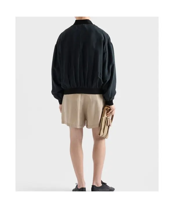 Prada Silk Bomber Jacket - Black