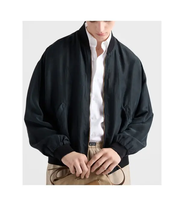 Prada Silk Bomber Jacket - Black