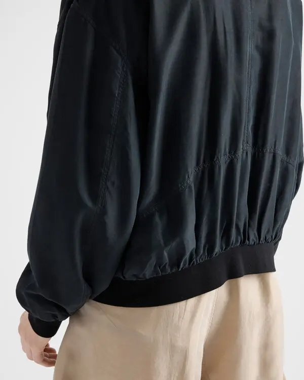 Prada Silk Bomber Jacket - Black