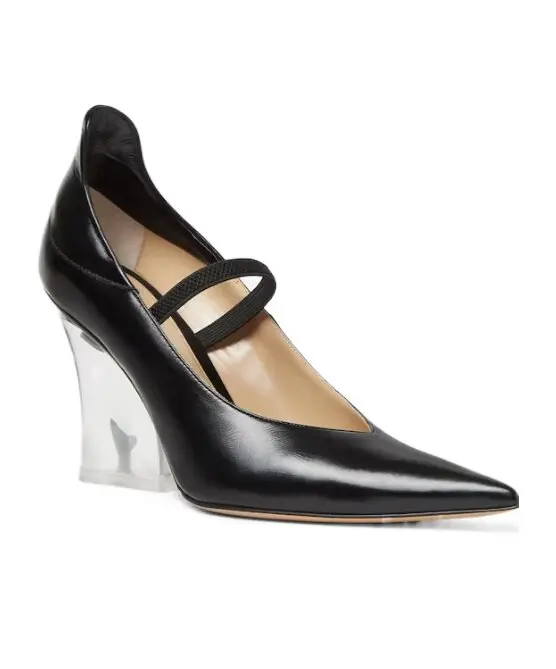 Fendi Illusion Leather Court Shoes With Architectural Heel - Black