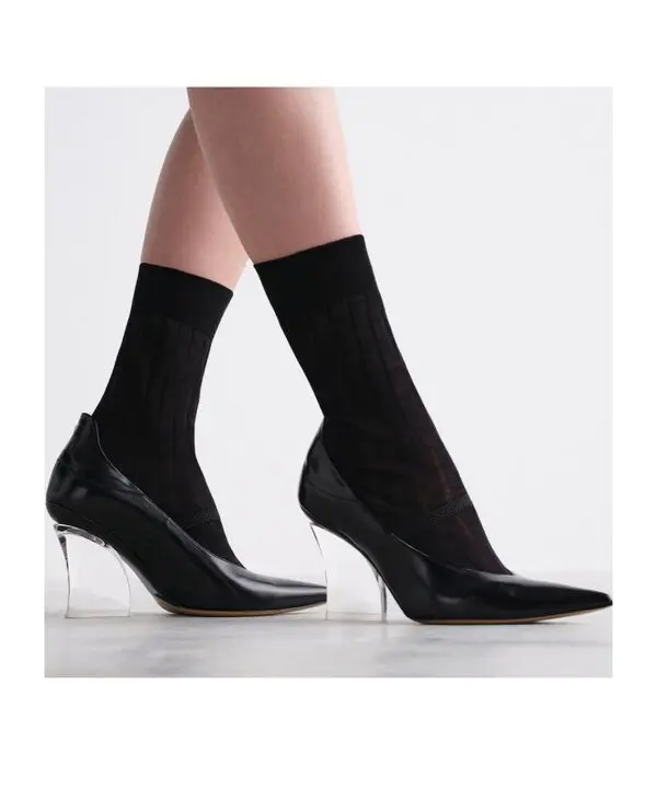 Fendi Illusion Leather Court Shoes With Architectural Heel - Black