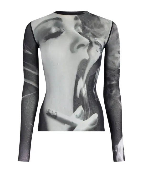JEAN PAUL GAULTIER Long Sleeve Mesh Portrait Top