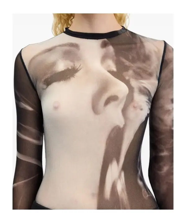 JEAN PAUL GAULTIER Long Sleeve Mesh Portrait Top