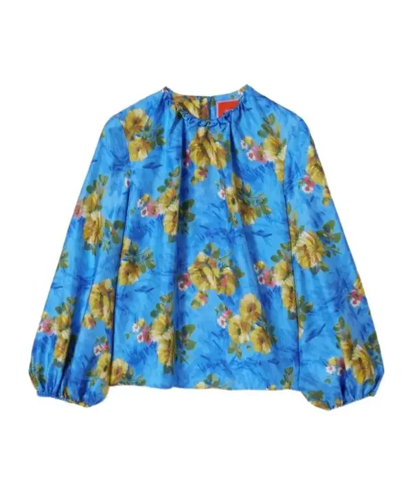 La DoubleJ Balloon-sleeve Floral Top
