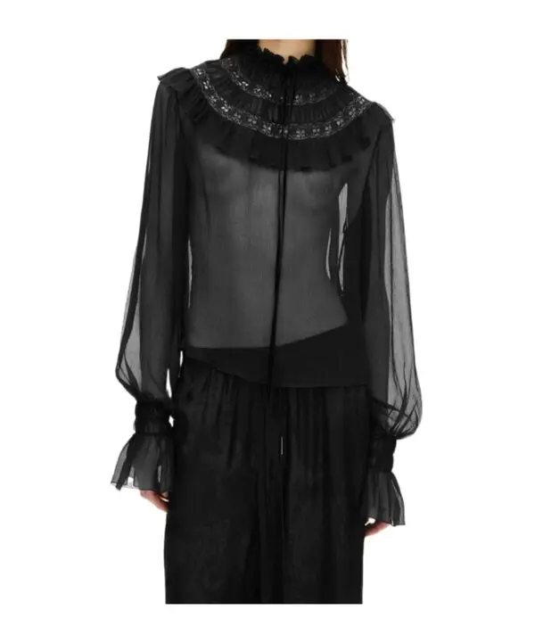 ANN DEMEULEMEESTER Palvi Sheer Chiffon Ruffle Collar Blouse