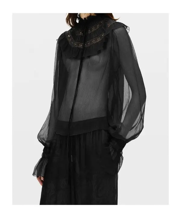 ANN DEMEULEMEESTER Palvi Sheer Chiffon Ruffle Collar Blouse