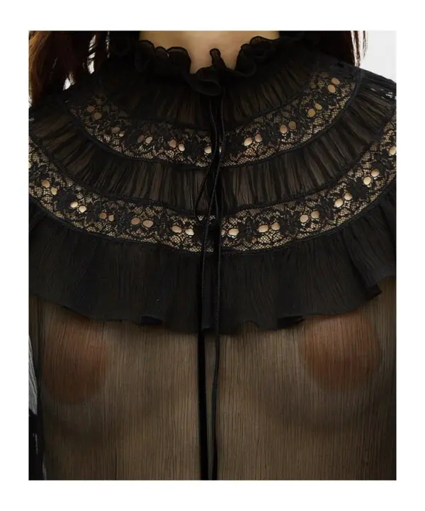ANN DEMEULEMEESTER Palvi Sheer Chiffon Ruffle Collar Blouse