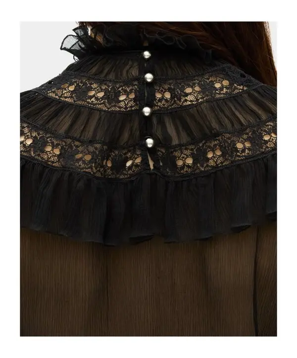 ANN DEMEULEMEESTER Palvi Sheer Chiffon Ruffle Collar Blouse