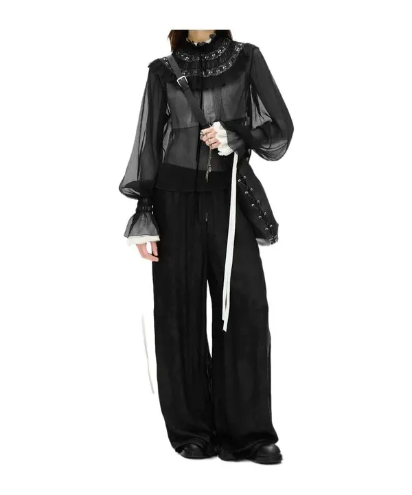ANN DEMEULEMEESTER Palvi Sheer Chiffon Ruffle Collar Blouse