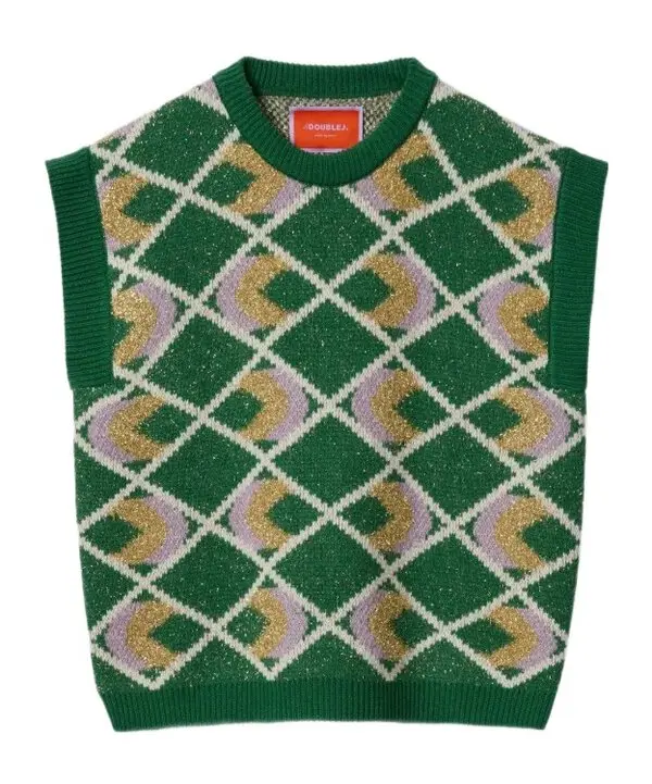La DoubleJ Sleeveless Argyle Knit Vest