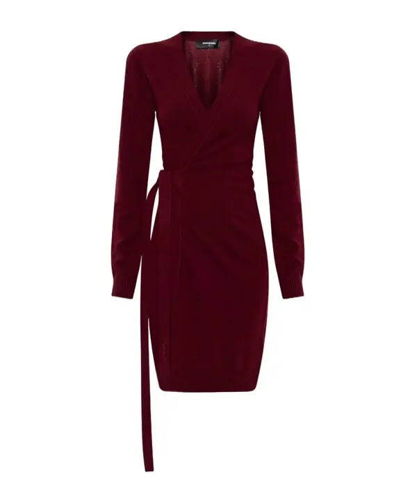 Dsquared2 V-neck Tie-front Dress - Wine Red