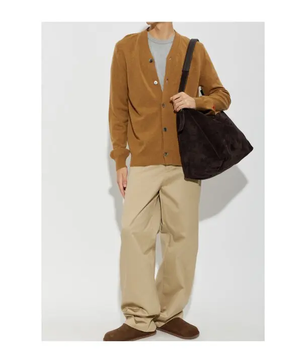 Play Comme Des Garcon Ribbed V-neck Knit Top