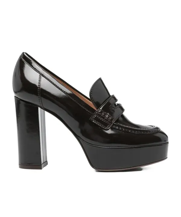 GIANVITO ROSSI Patentleather Highheeled Loafers - Black